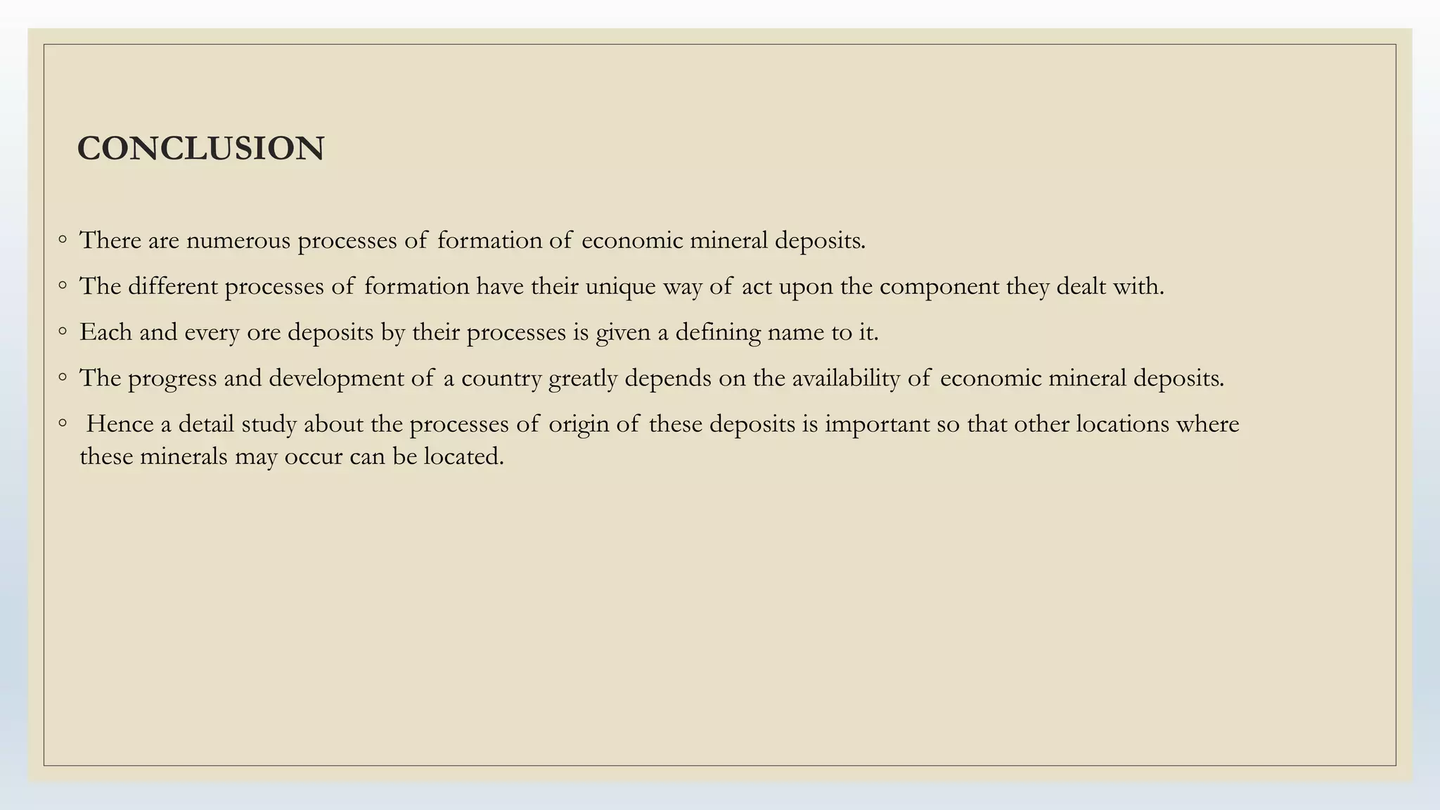 PROCESSES OF FORMATION OF ORE DEPOSIT | PPTX