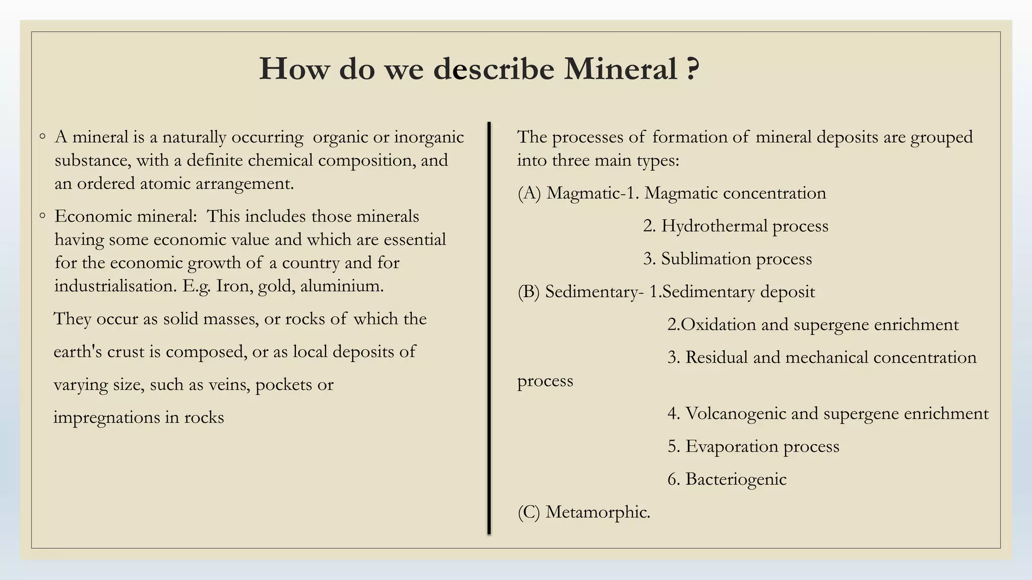 PROCESSES OF FORMATION OF ORE DEPOSIT | PPTX