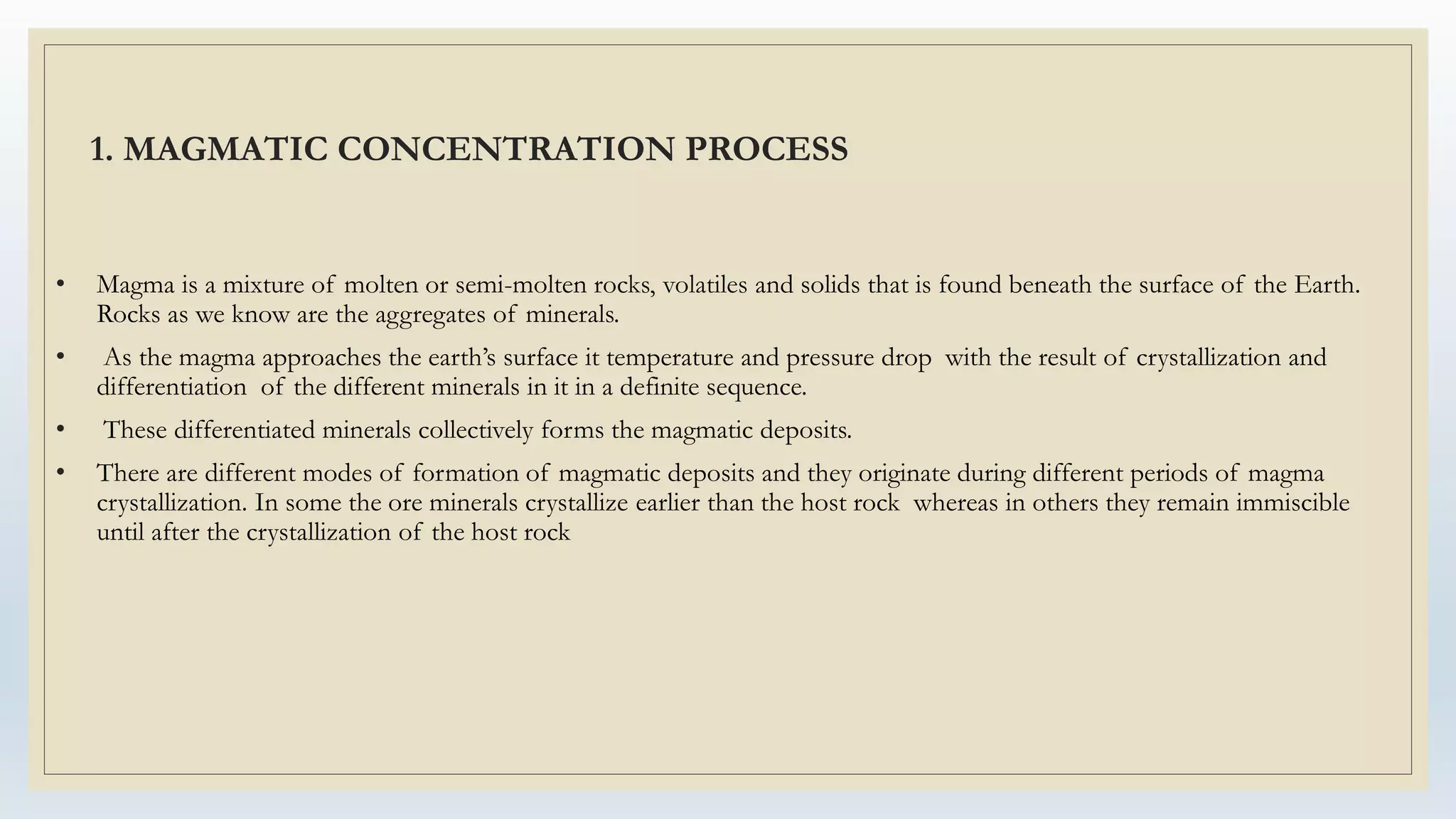 PROCESSES OF FORMATION OF ORE DEPOSIT | PPTX