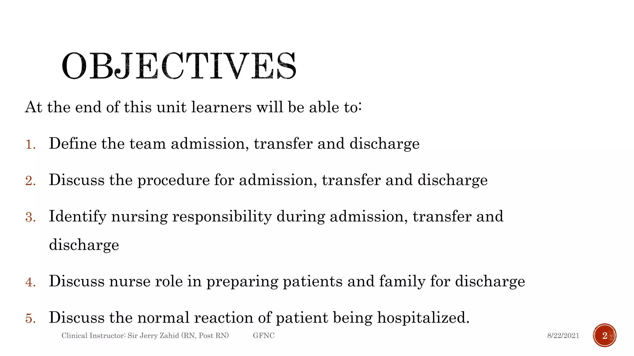 Process of hospitalization fon | PPTX