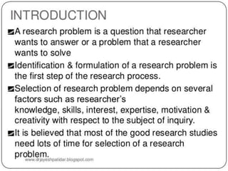 Process of identification, criteria of selection, formulation of the ...
