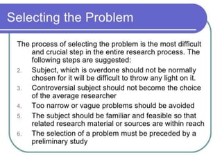 Process of identification, criteria of selection, formulation of the ...