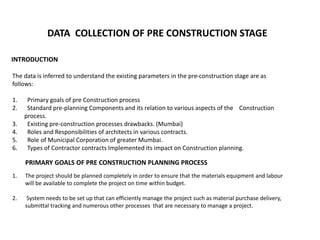 Process of pre construction phase drawbacks | PPTX