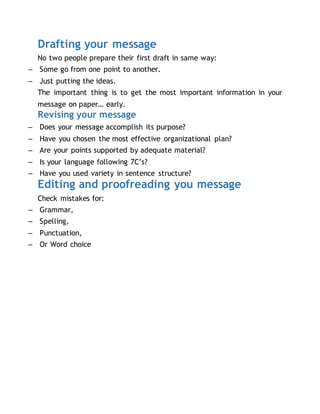 Process of preparig effective business message in coomunitation | PDF