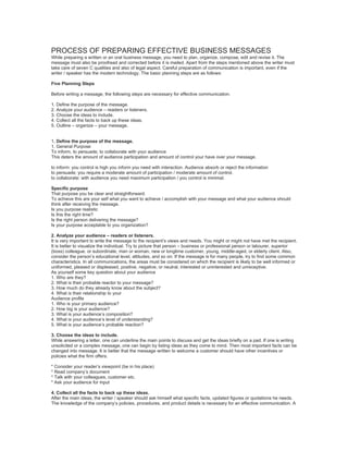Process of preparing effective business messages | DOC