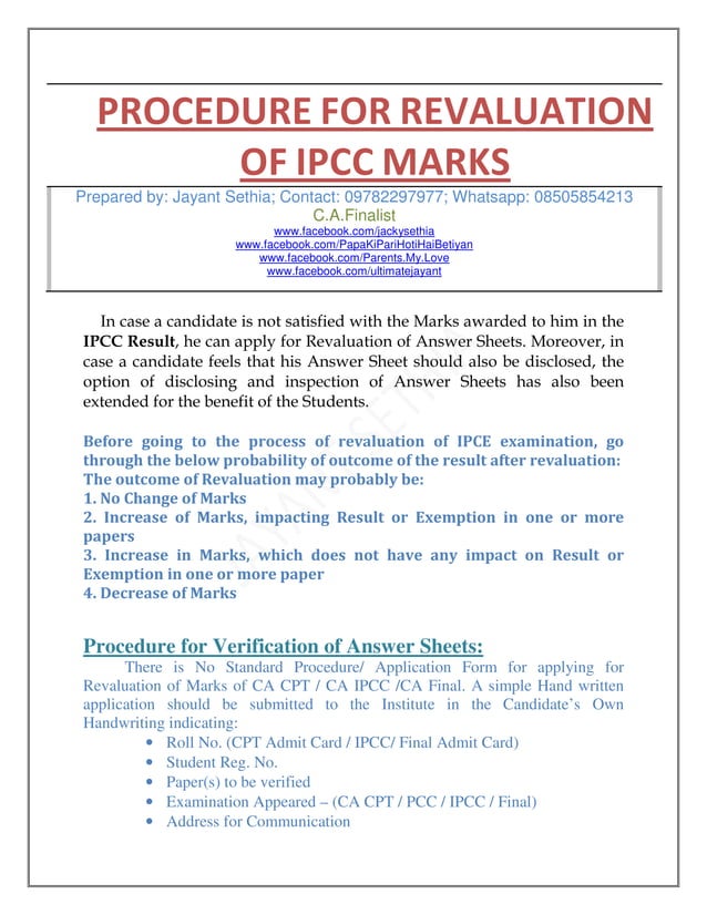 Process of revaluation