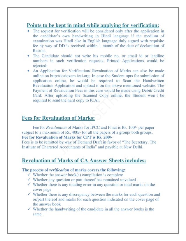 Process of revaluation