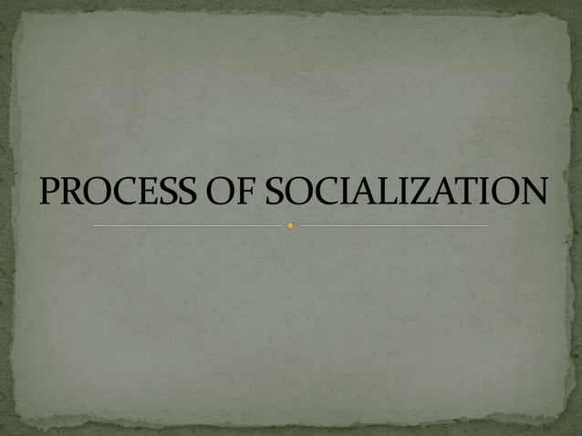 Process of socialization | PPT