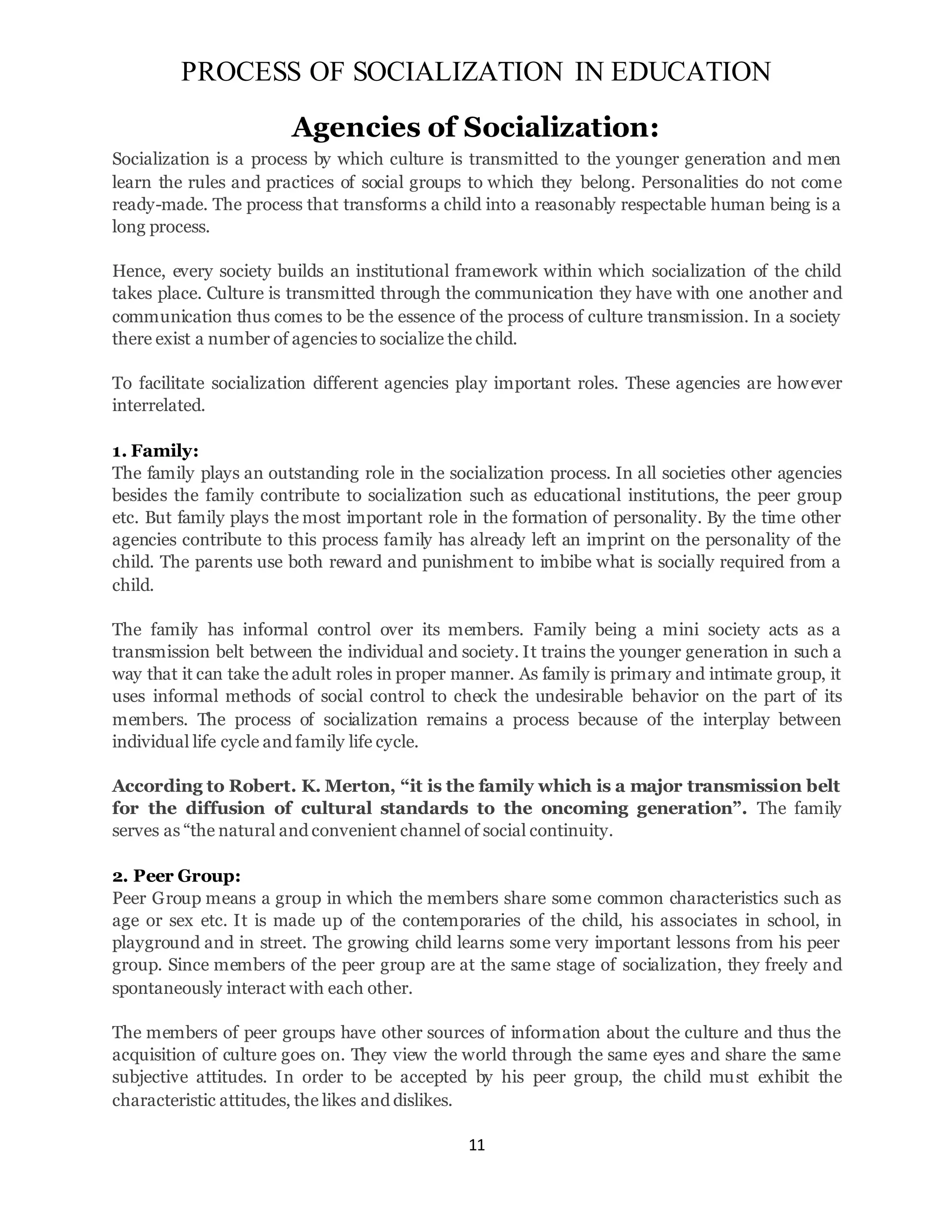 Process of socialization in education m.ed fies | DOCX