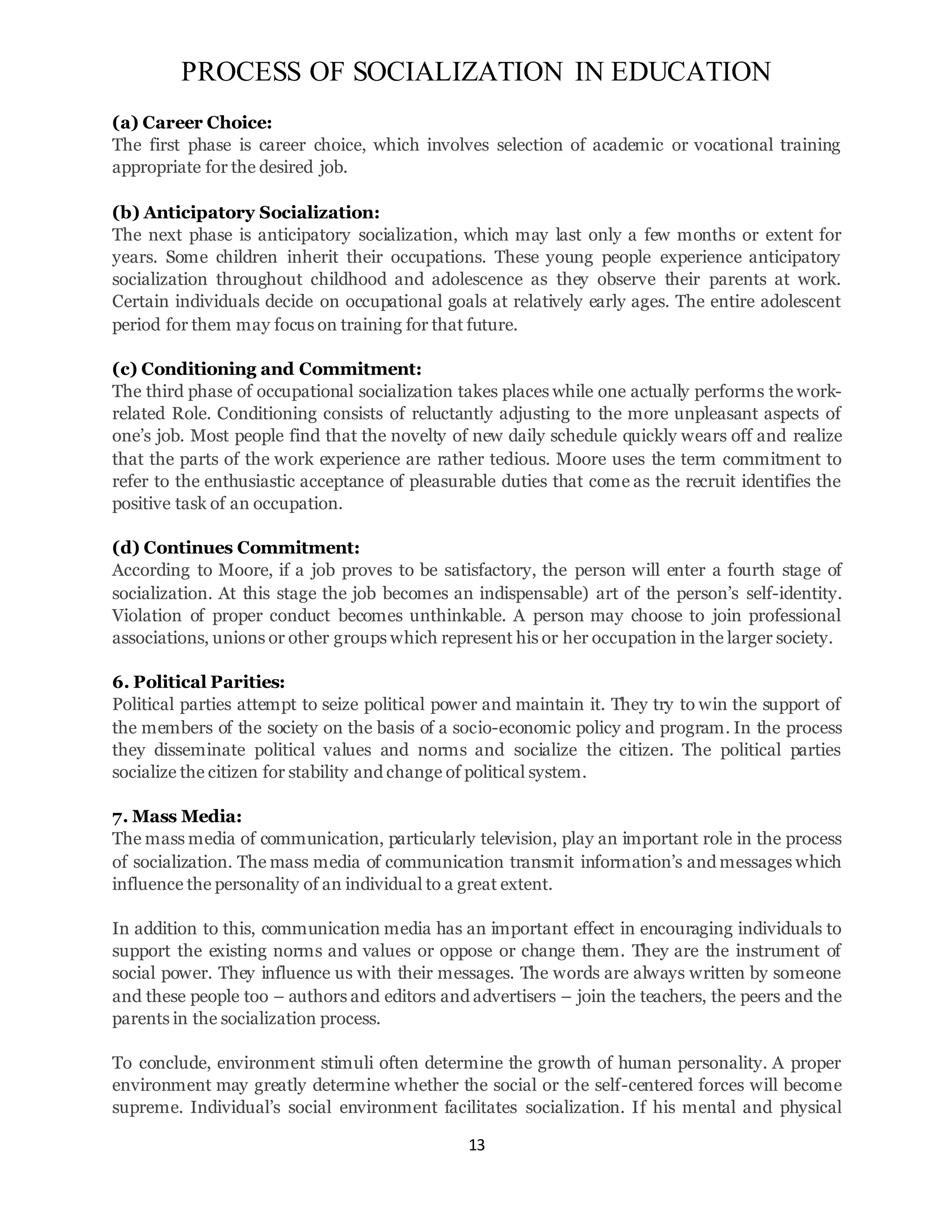 Process of socialization in education m.ed fies | DOCX