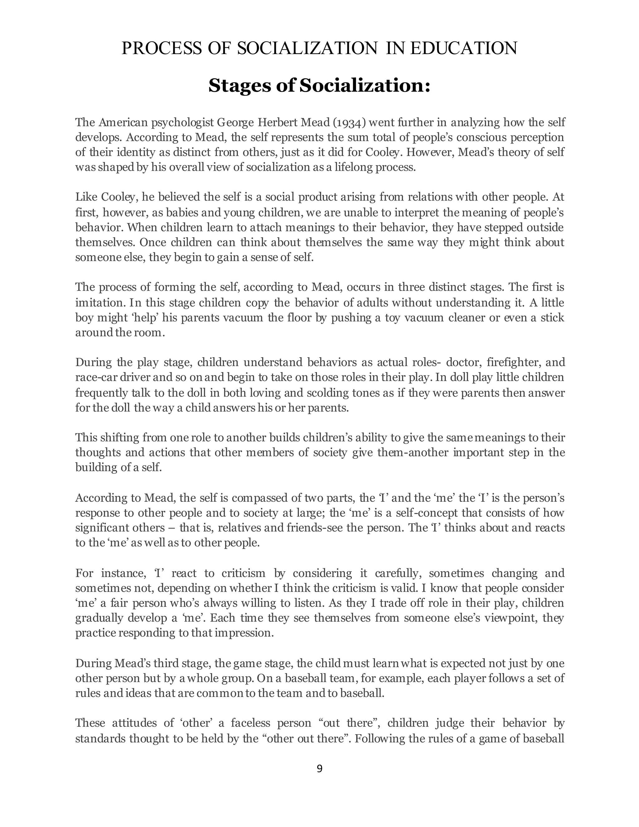 Process of socialization in education m.ed fies | DOCX