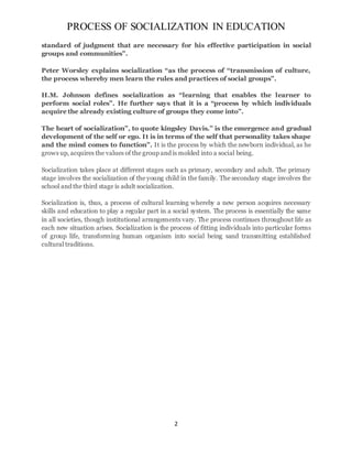 Process of socialization in education m.ed fies | DOCX