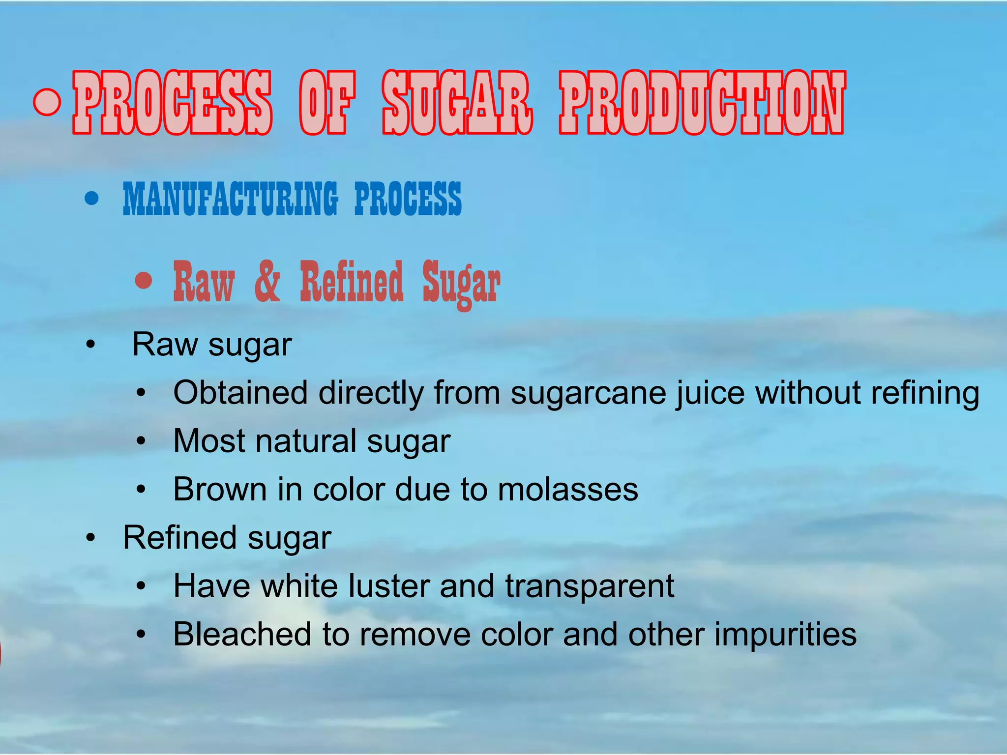 Process of sugar production from sugarcane - sugar factory | PDF