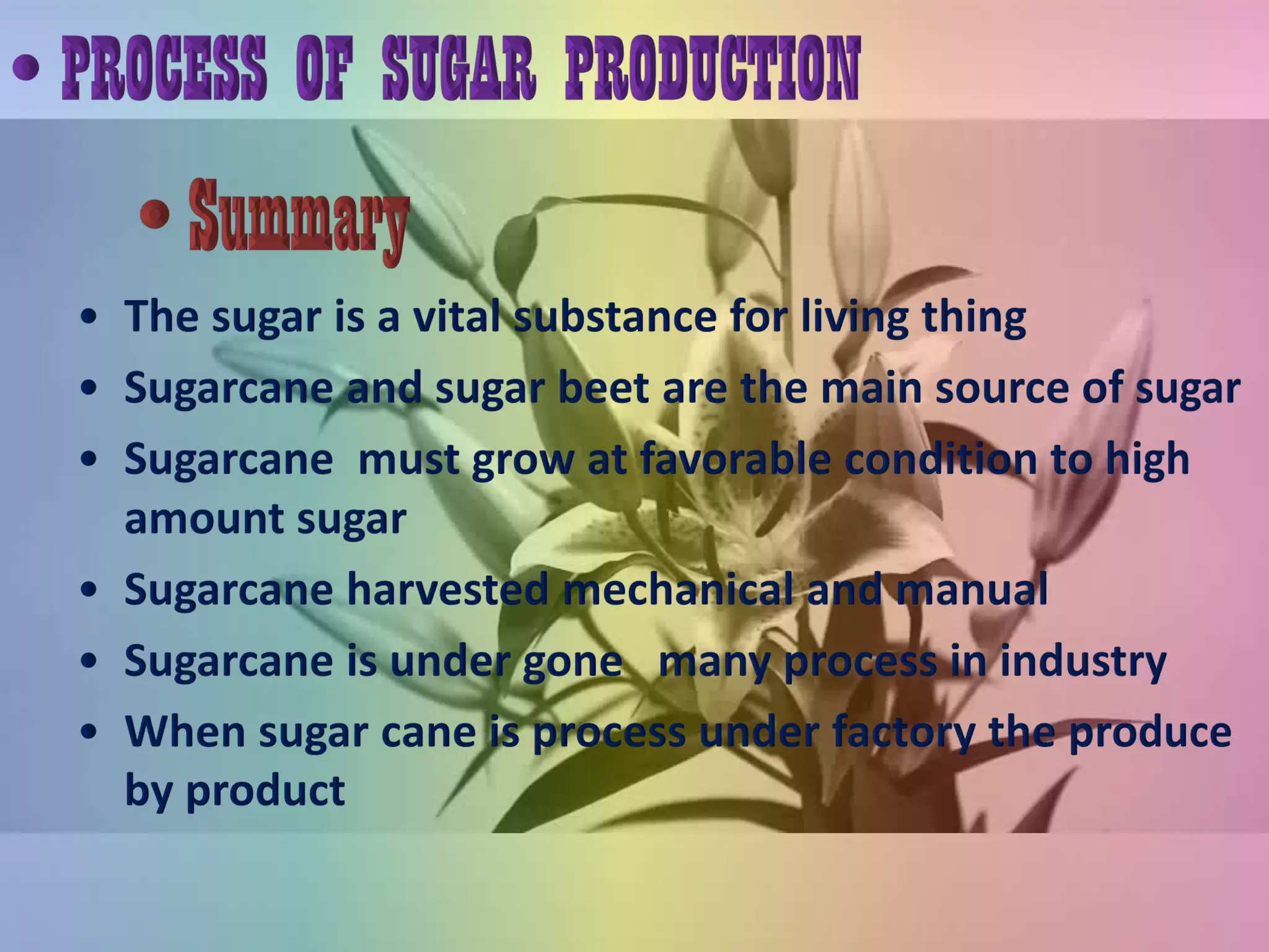 Process of sugar production from sugarcane - sugar factory | PDF