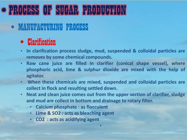 Process of sugar production from sugarcane - sugar factory | PDF ...