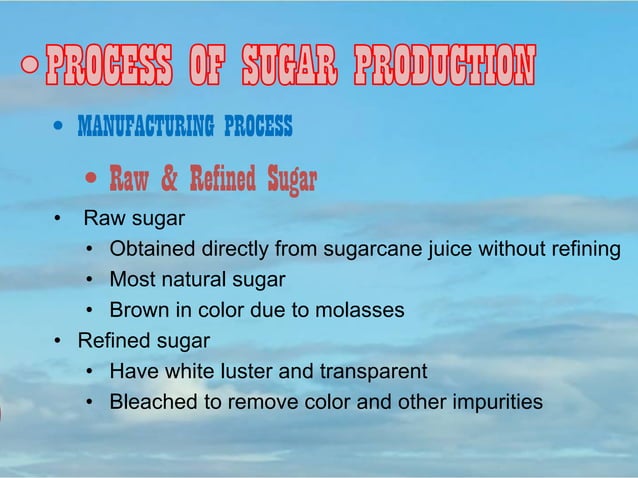 Process of sugar production from sugarcane - sugar factory | PDF ...