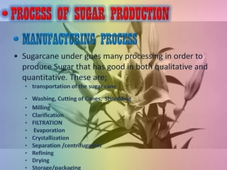 Process of sugar production from sugarcane - sugar factory | PDF
