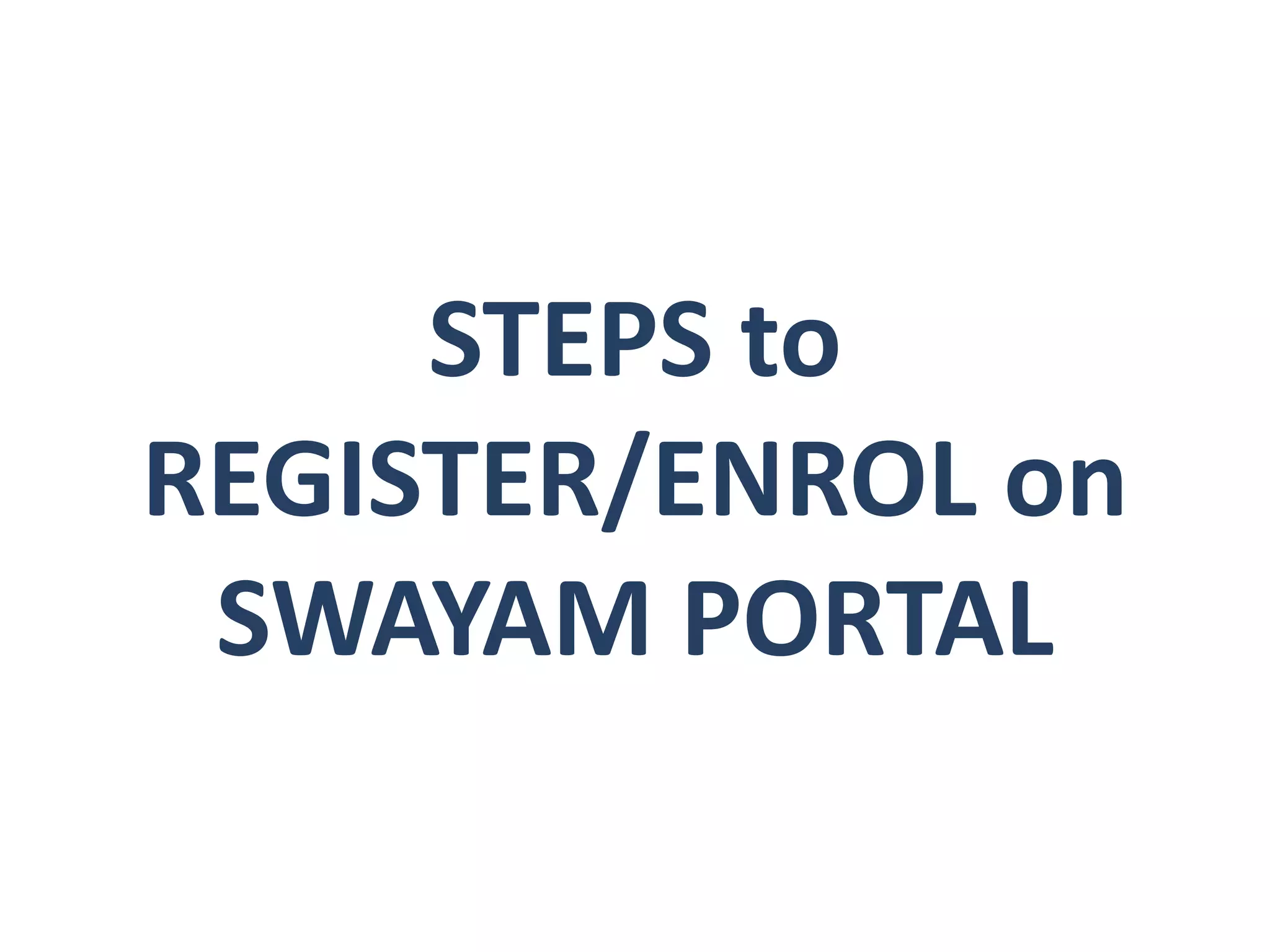 Process of SWAYAM Registration | PDF
