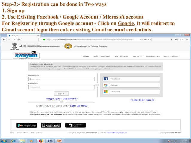 Process of SWAYAM Registration | PDF