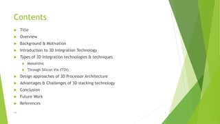 Processor architecture design using 3 d integration technologies | PDF
