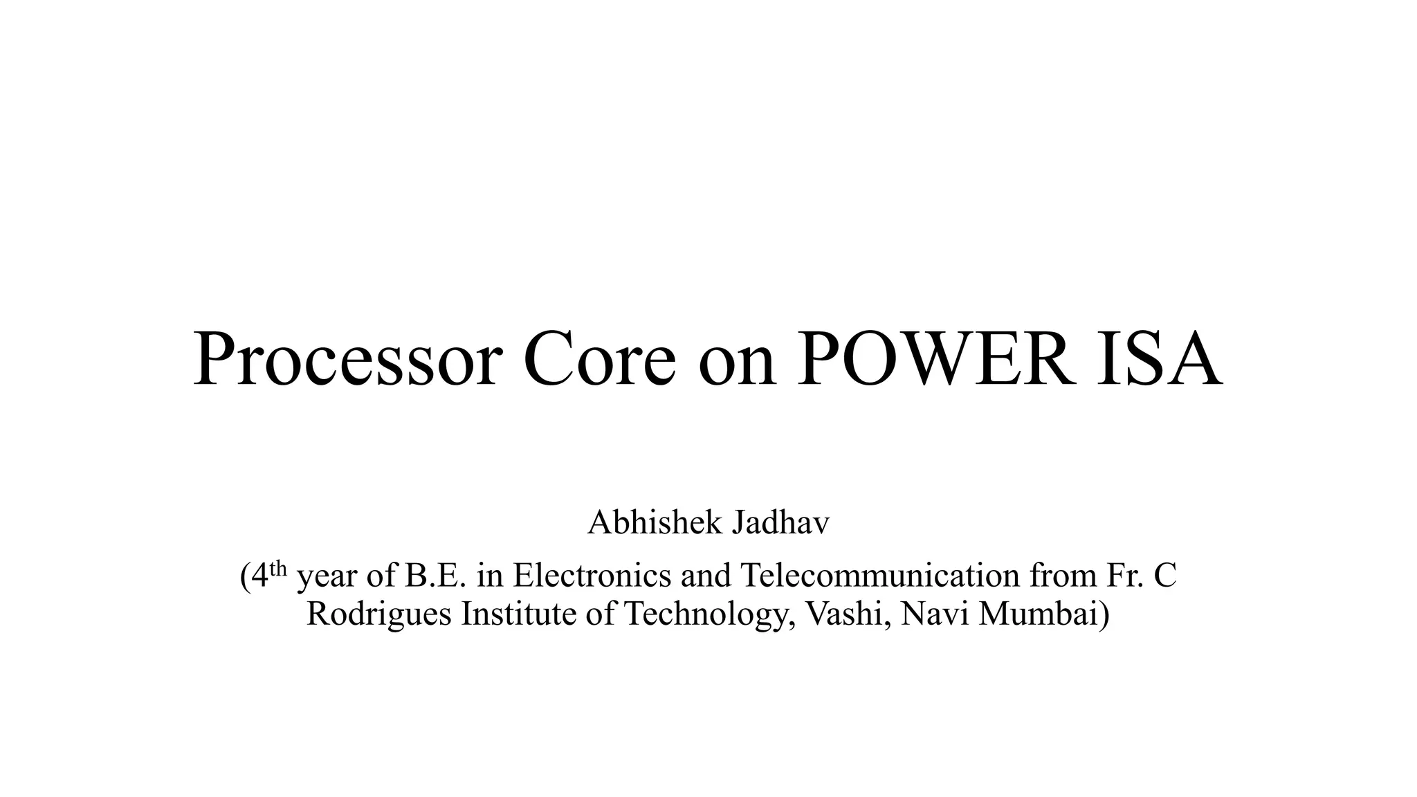 Processor core on POWER ISA | PPT