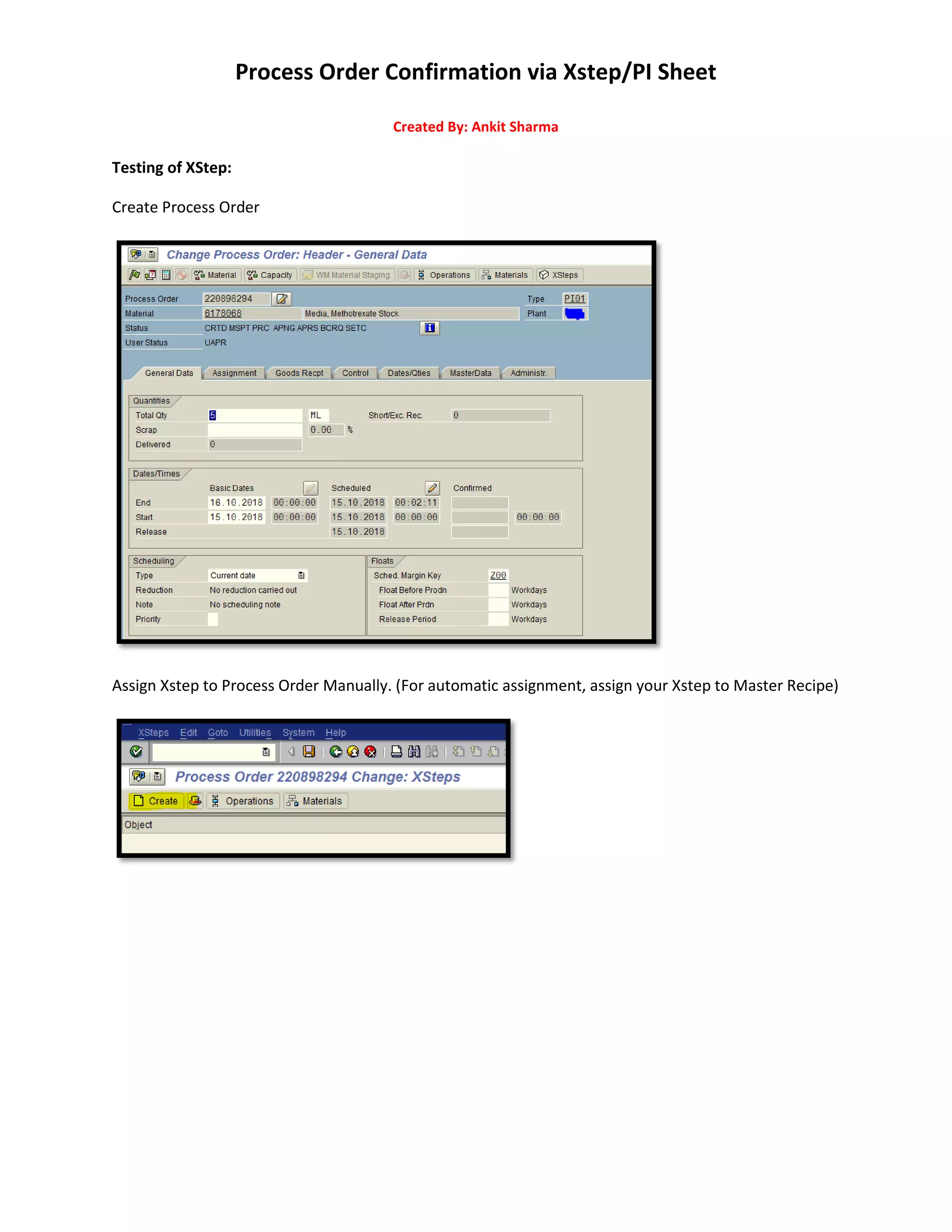 Learn Process order confirmation via XStep and PI sheet | PDF