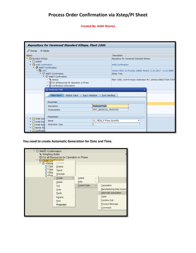 Learn Process order confirmation via XStep and PI sheet | PDF