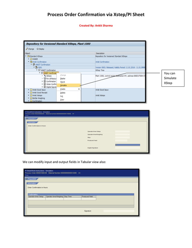Learn Process order confirmation via XStep and PI sheet | PDF
