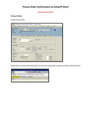 Learn Process order confirmation via XStep and PI sheet | PDF