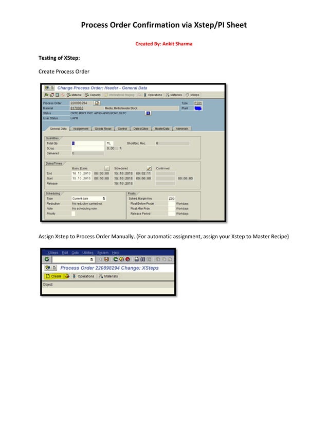 Learn Process order confirmation via XStep and PI sheet | PDF