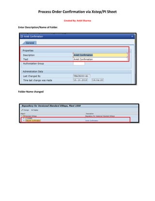 Learn Process order confirmation via XStep and PI sheet | PDF