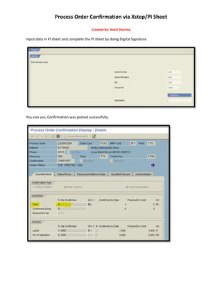 Learn Process order confirmation via XStep and PI sheet | PDF