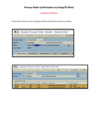 Learn Process order confirmation via XStep and PI sheet | PDF
