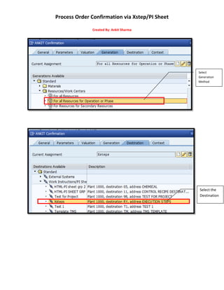 Learn Process order confirmation via XStep and PI sheet | PDF