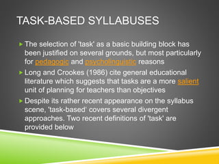 Process oriented syllabus | PPTX | Homework and Study | Education