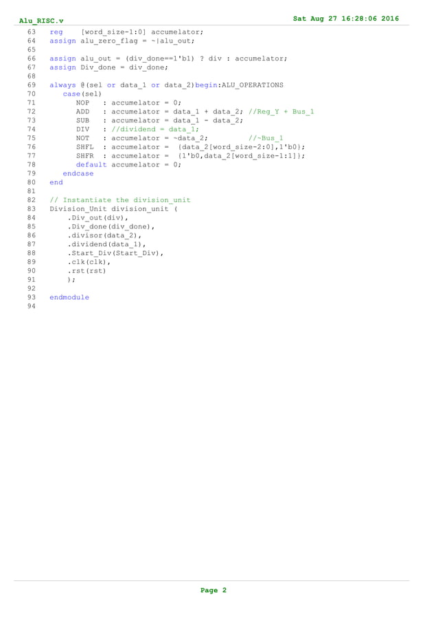 FPGA Verilog Processor Design | PDF