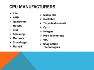 Microprocessors:Types & Comparison of Microprocessors | PPT