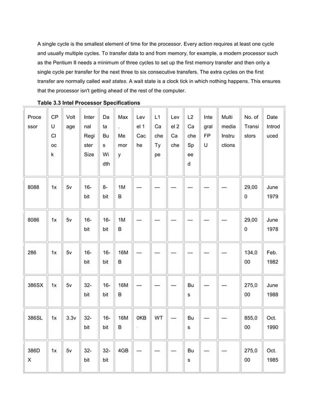 Processor Specifications | PDF