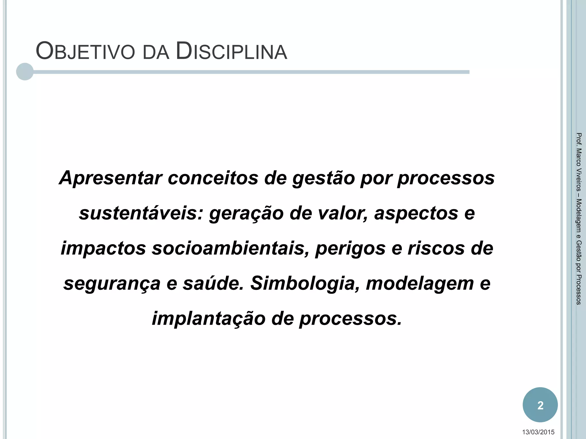 MBA SGI UNISANTA - Disciplina: Modelagem e Gestão por ...