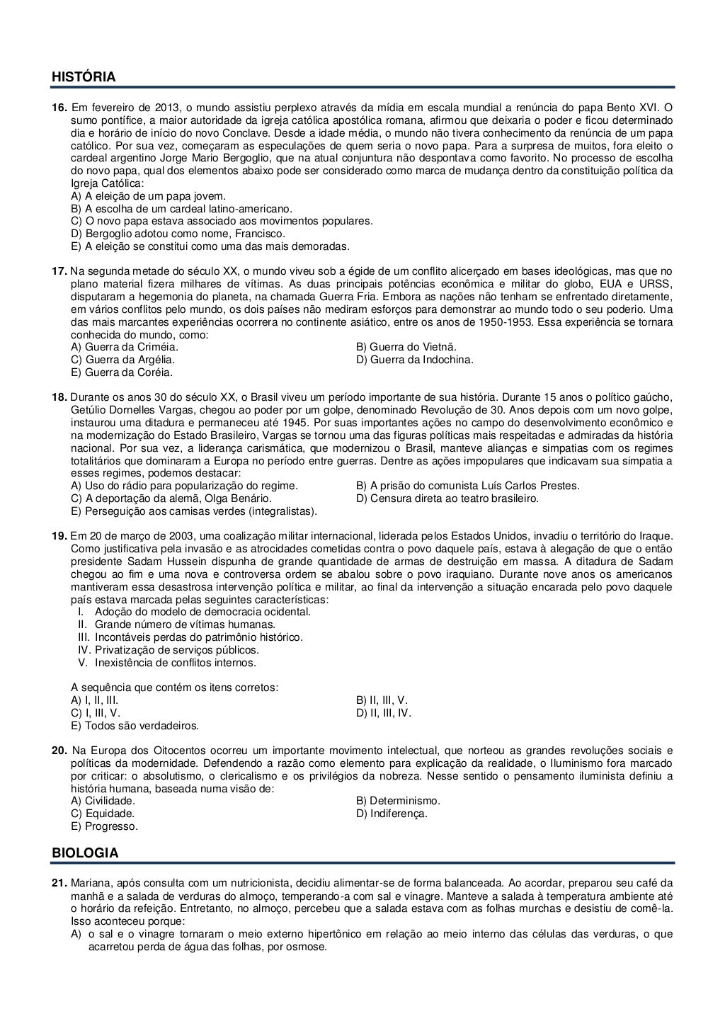 Prova do processo seletivo complementar 2014. 1