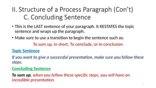 Power Point Slides on Writing a Process Paragraph | PPT