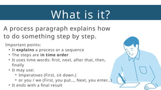 Process Paragraph (how to use sequence words) | PPTX
