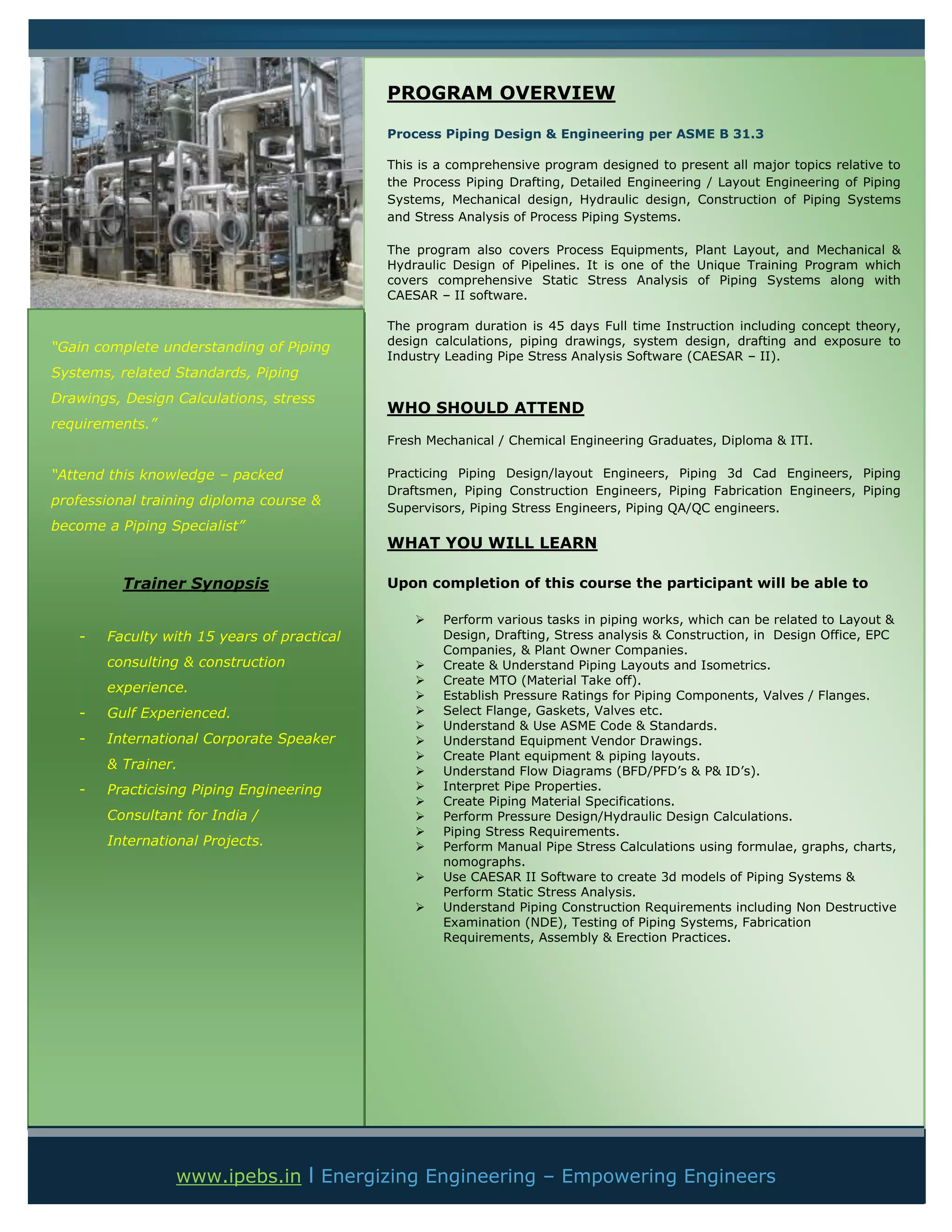 Process piping design & engineering per asme b 31.3 | PDF