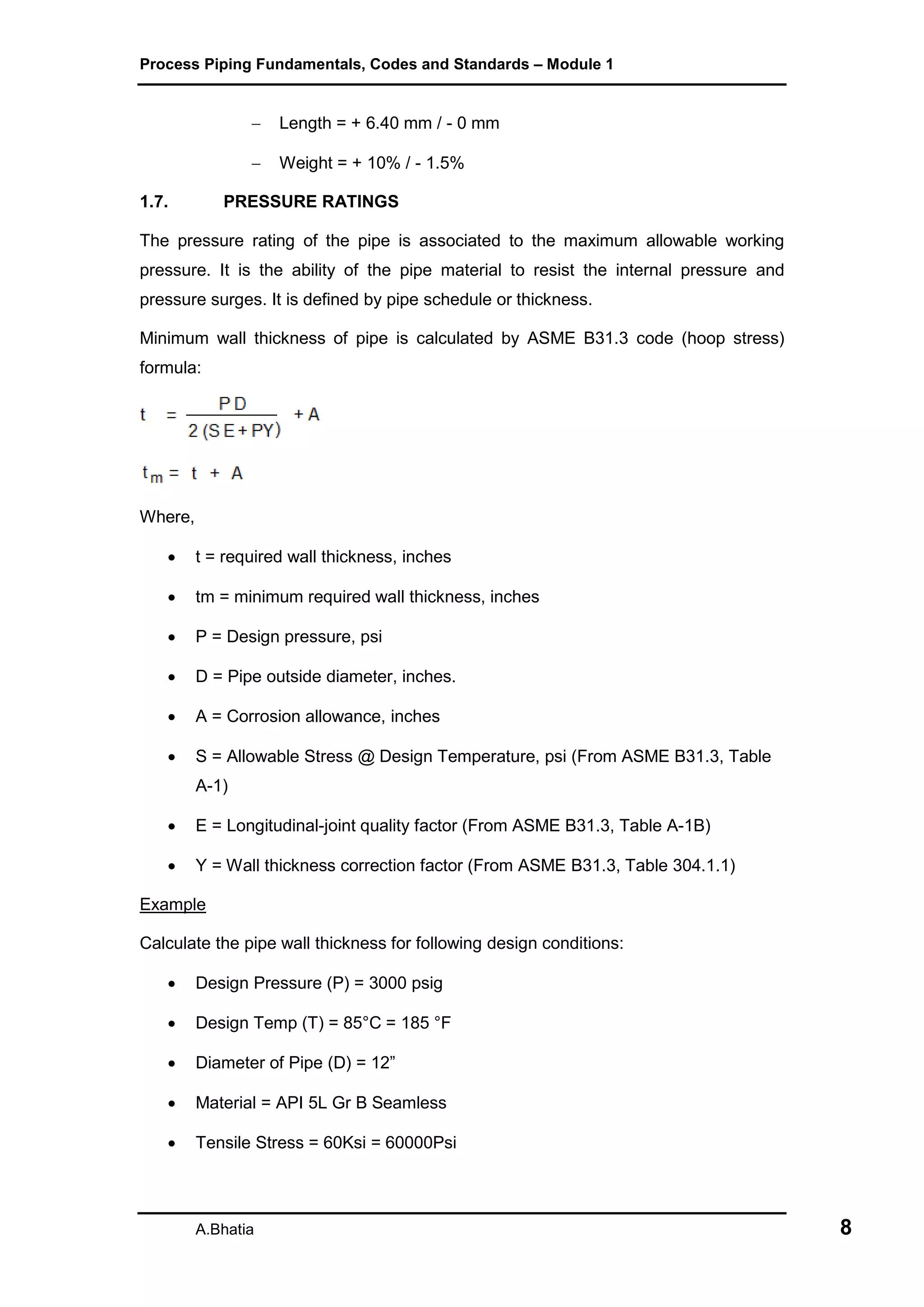 Process piping fundamentals, codes and standards module 1 | PDF