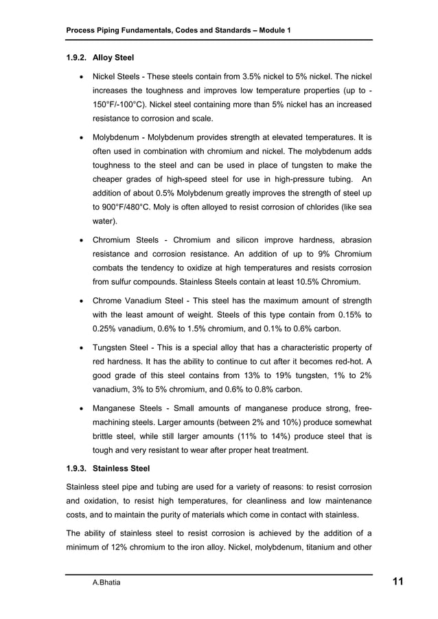 Process piping fundamentals, codes and standards module 1 | PDF
