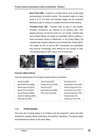 Process piping fundamentals, codes and standards module 1 | PDF