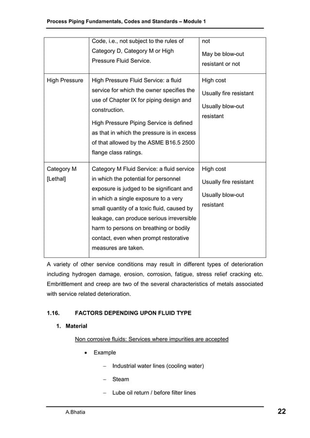 Process piping fundamentals, codes and standards module 1 | PDF