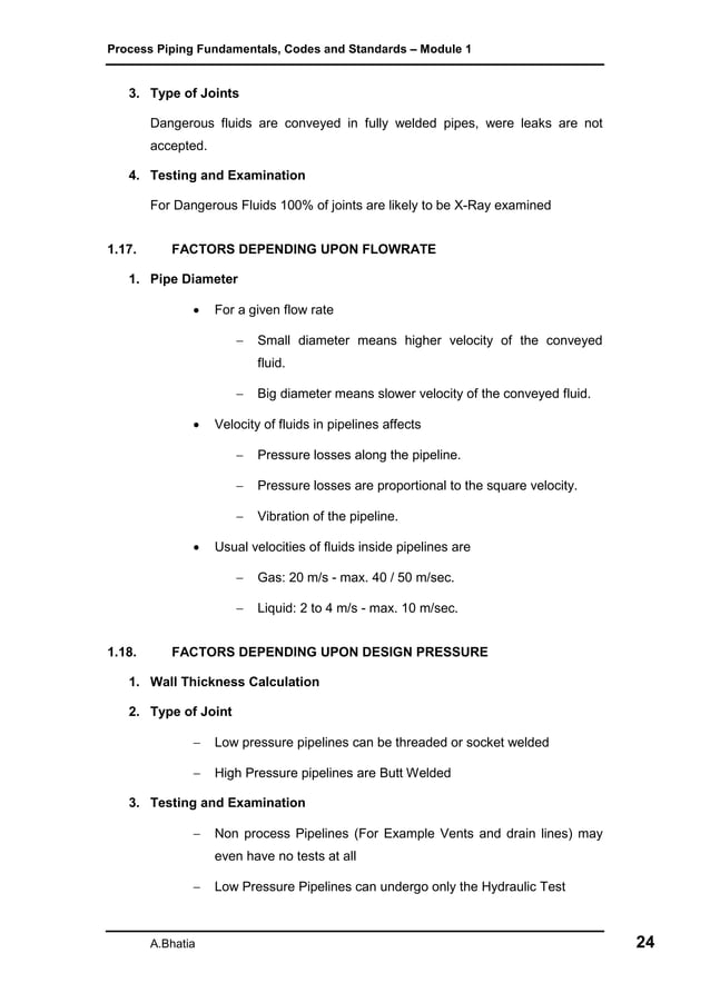 Process piping fundamentals, codes and standards module 1 | PDF