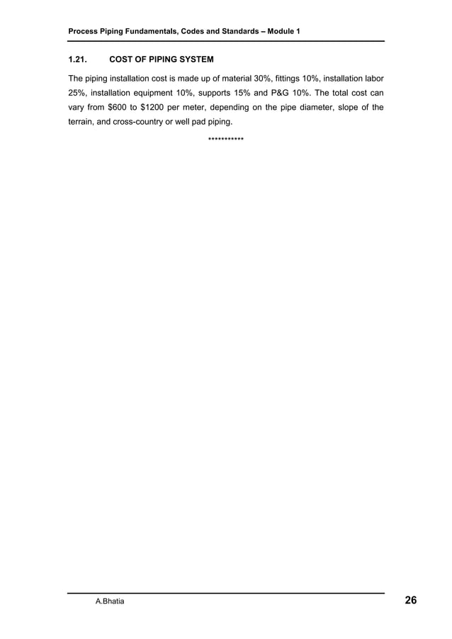 Process piping fundamentals, codes and standards module 1 | PDF