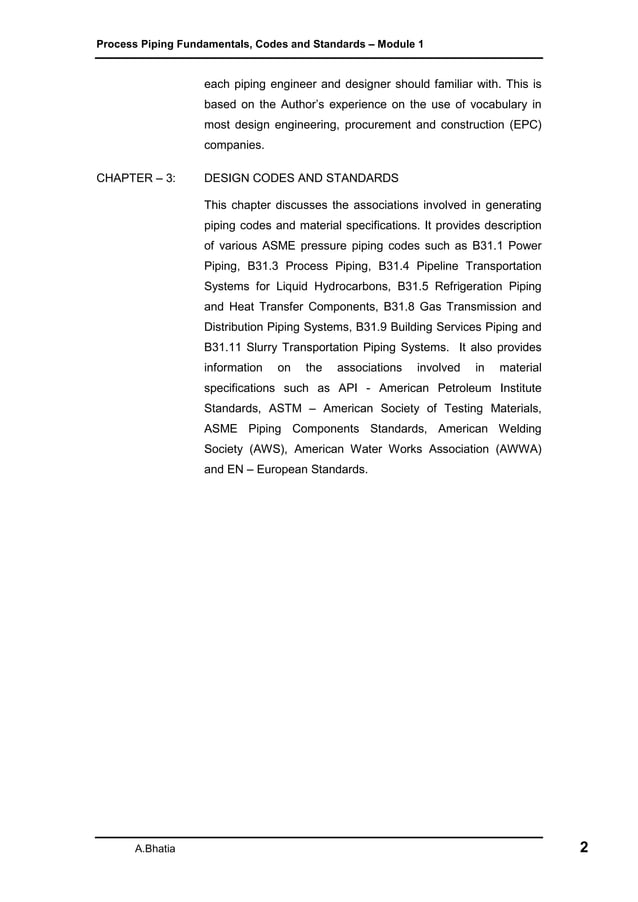 Process piping fundamentals, codes and standards module 1 | PDF